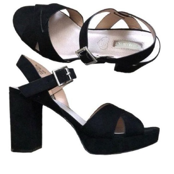 Primark | Shoes | Primark Primary Black Faux Suede Criss Cross Block ...